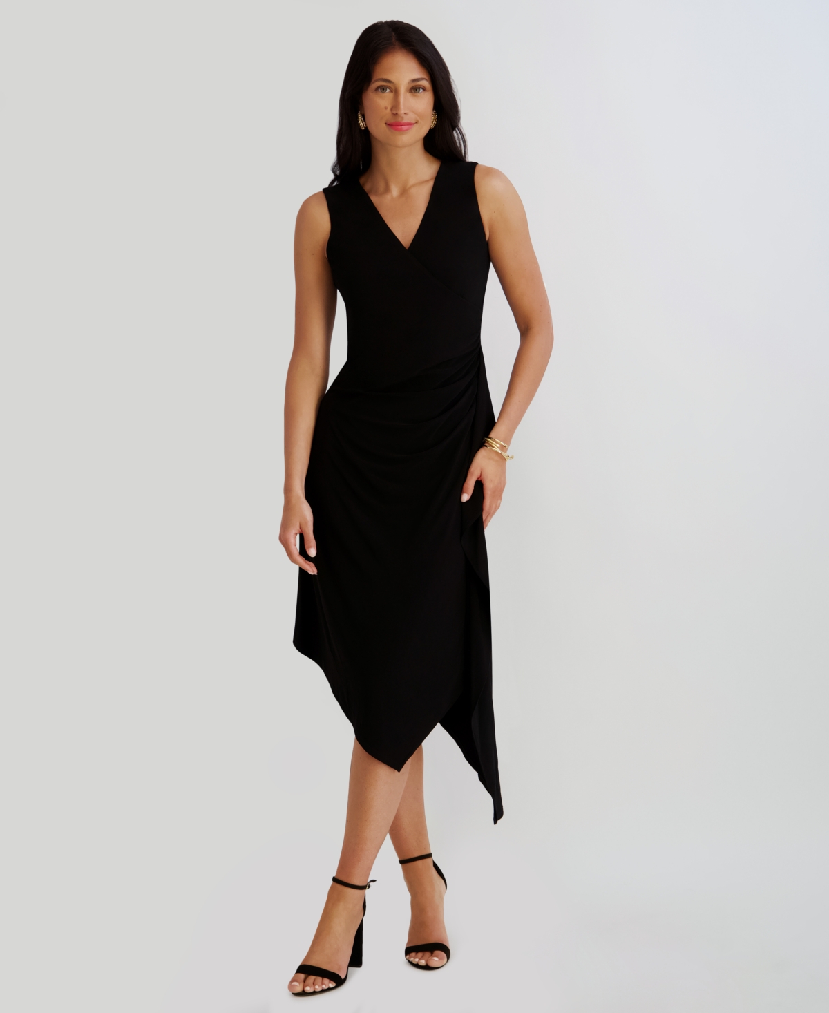 Click here for kensie Womens Asymmetrical Midi Dress - Black prices
