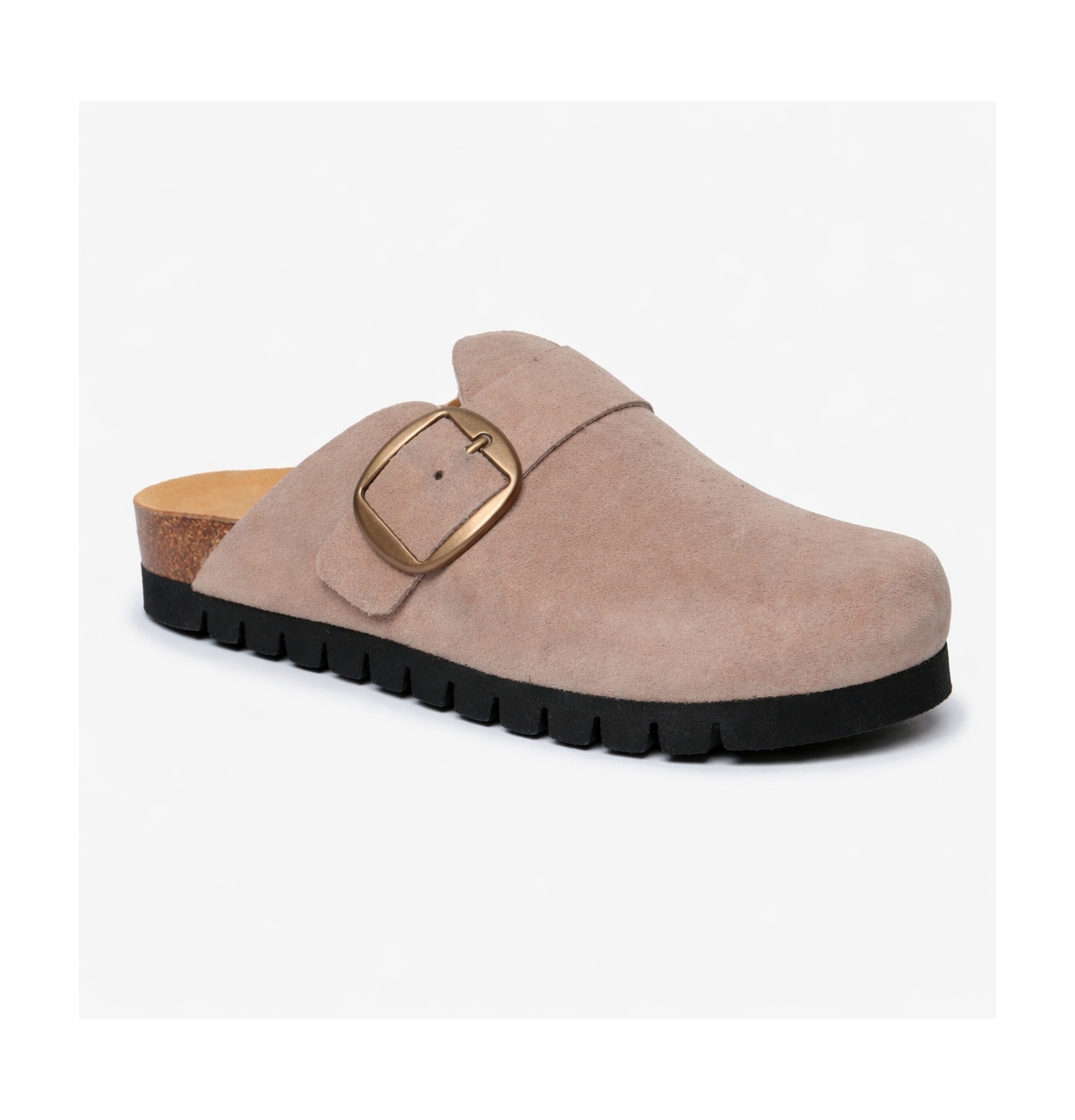 Click here for Plakton Womens Clog in Suede Bell - Taupe grey prices