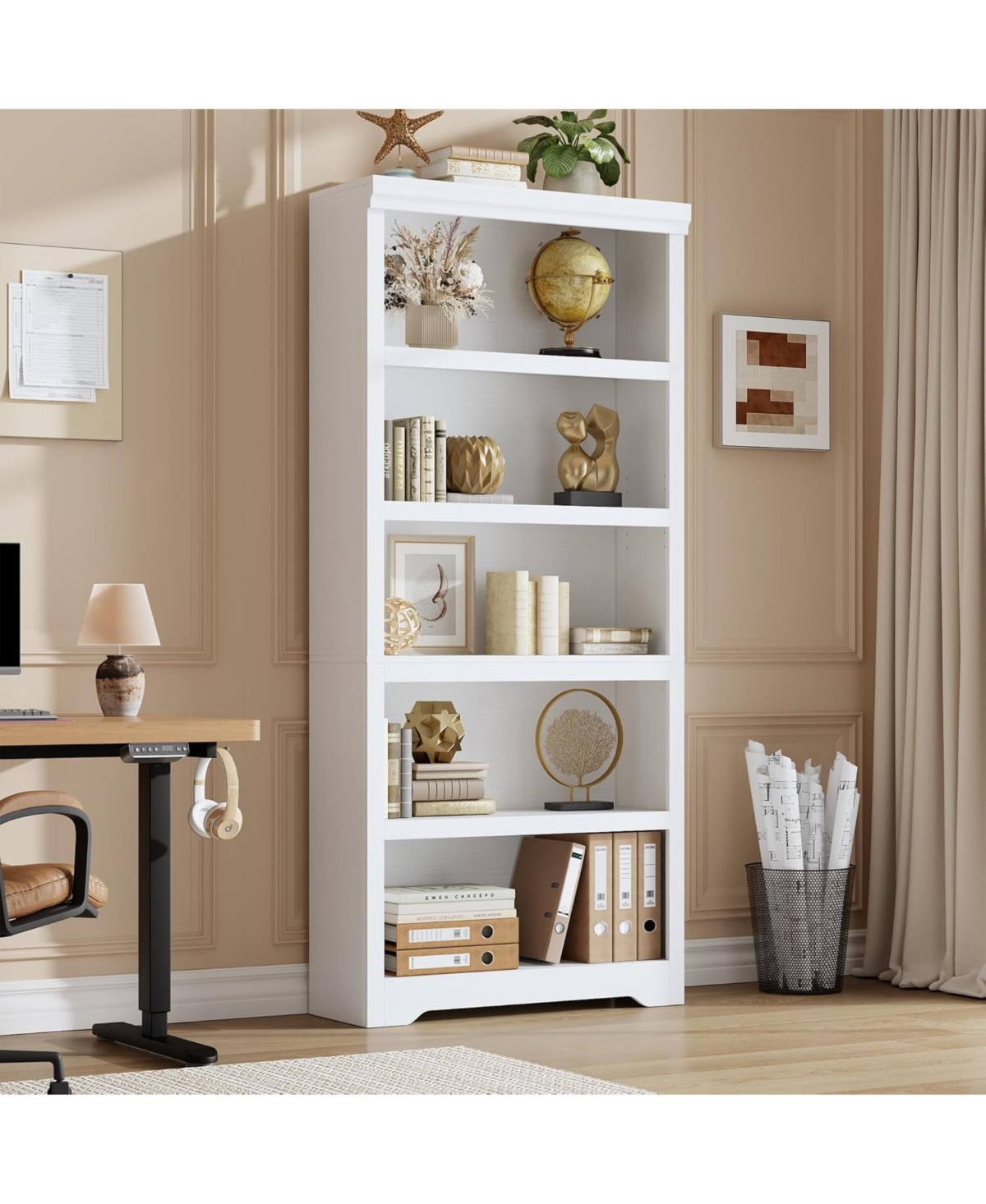 Click here for gaomon 75 Tall Farmhouse Bookshelf  5 Tier Open Bo... prices