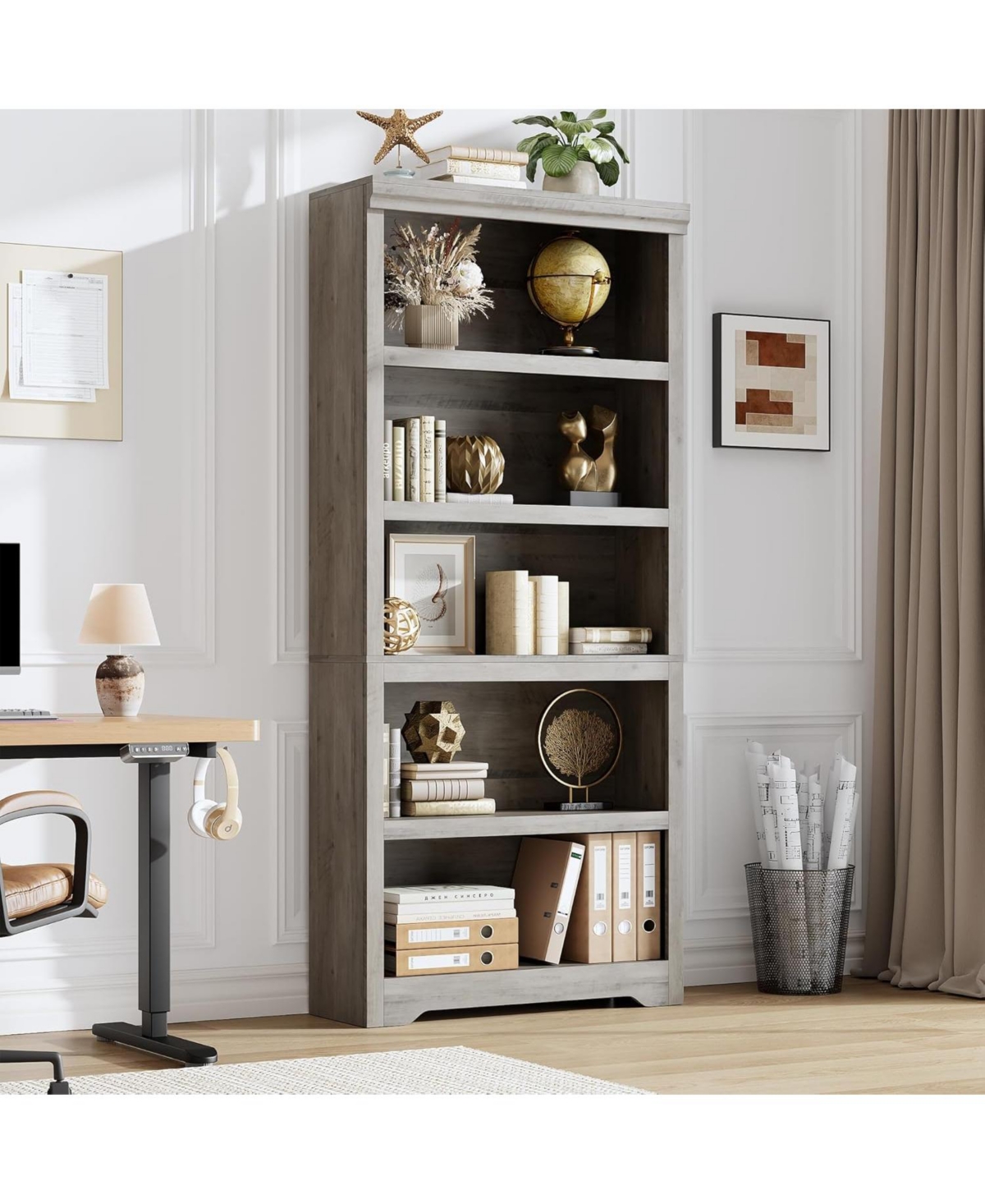Click here for gaomon 75 Tall Farmhouse Bookshelf  5 Tier Open Bo... prices
