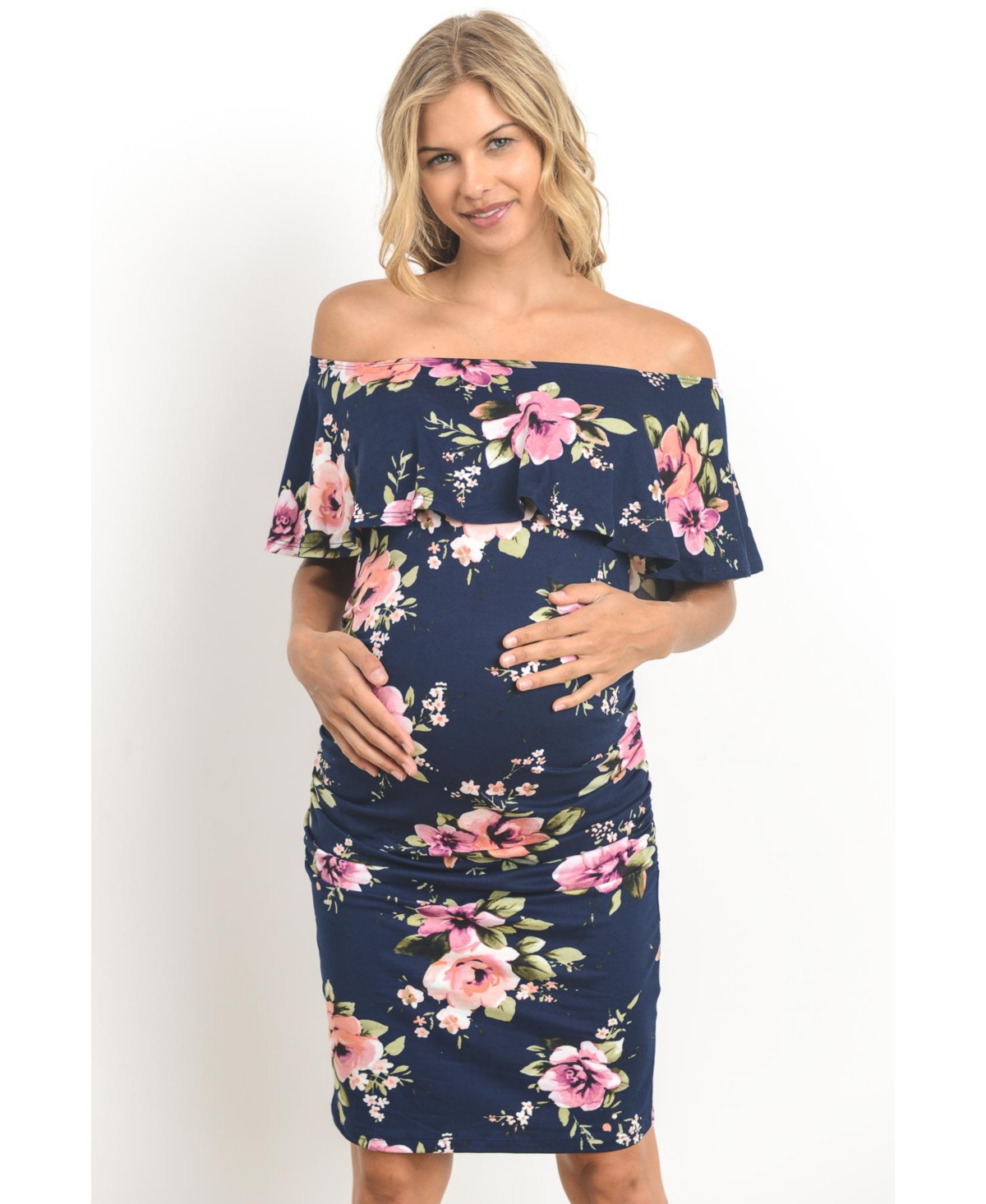 Click here for Hello Miz Maternity Bodycon Off-the-Shoulder Flora... prices