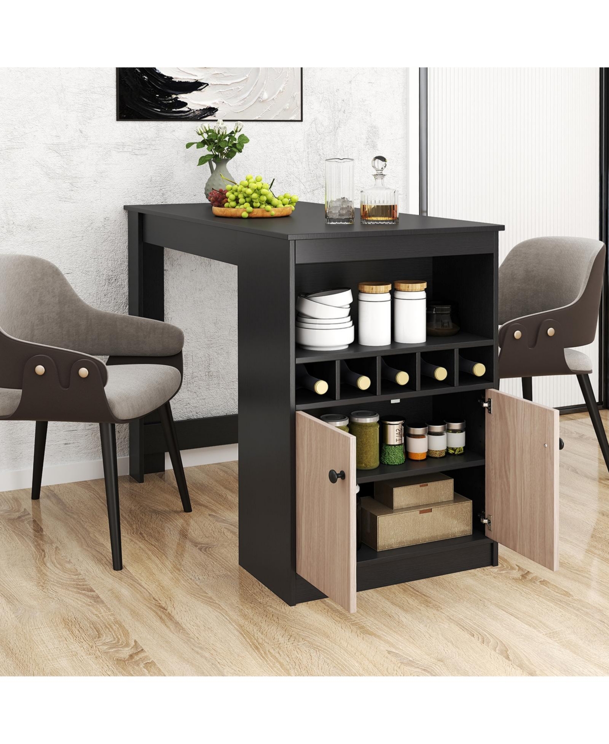 Click here for Slickblue Home Bar Table with Wine Rack and Storag... prices