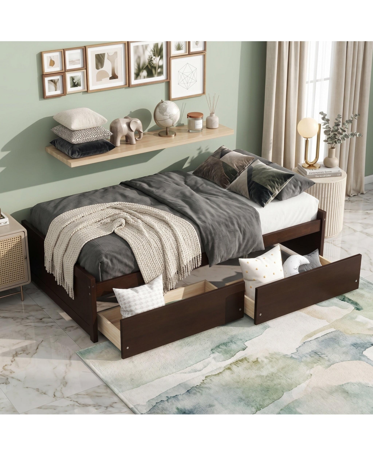 Click here for Sailvan Bed with 2 Drawers  Solid Rubber Wood Bed... prices
