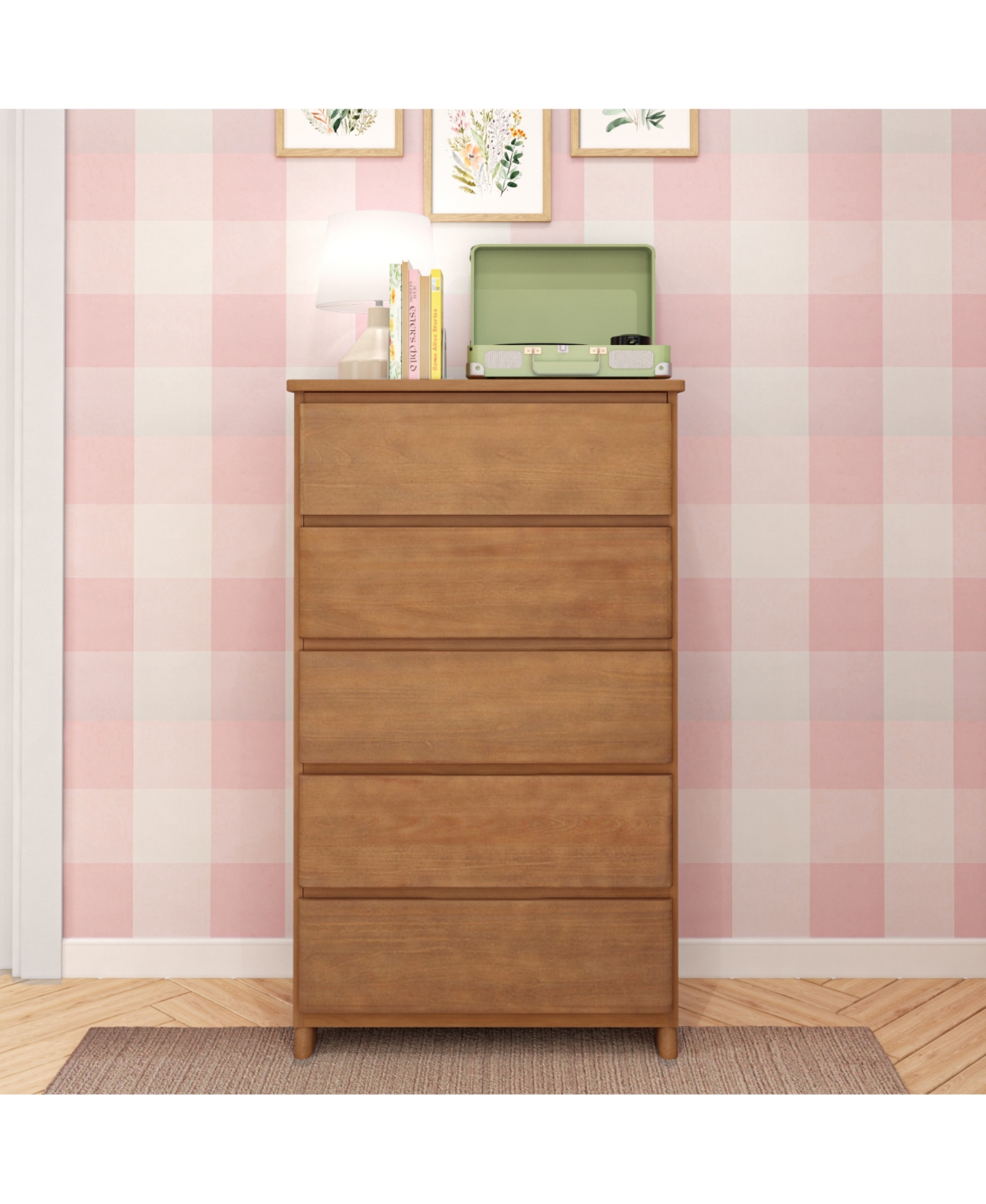 Click here for Max and Lily Farmhouse 5 Drawer Dresser. - Pecan d... prices