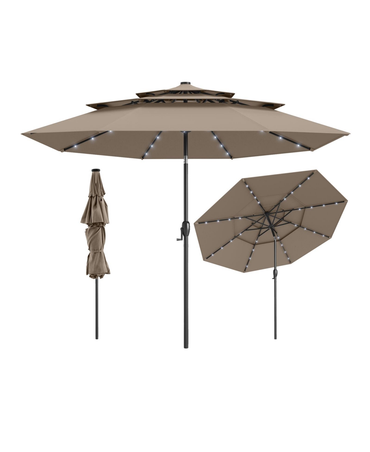 Click here for Gouun 10 feet Solar Led 3-Tier Vented Patio Umbrel... prices