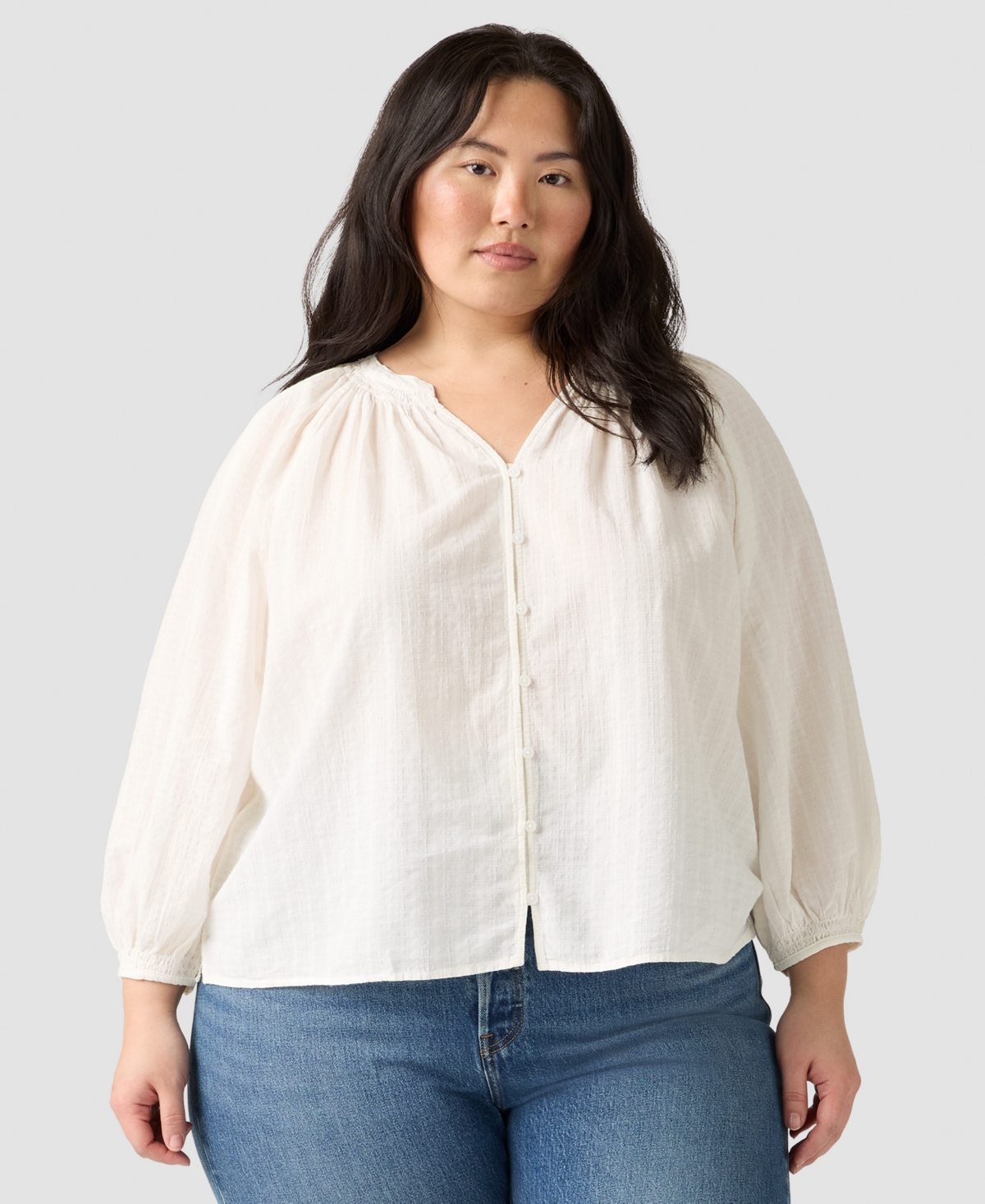 Click here for Levis Plus Size Relaxed-Fit Button-Front Top - Sug... prices