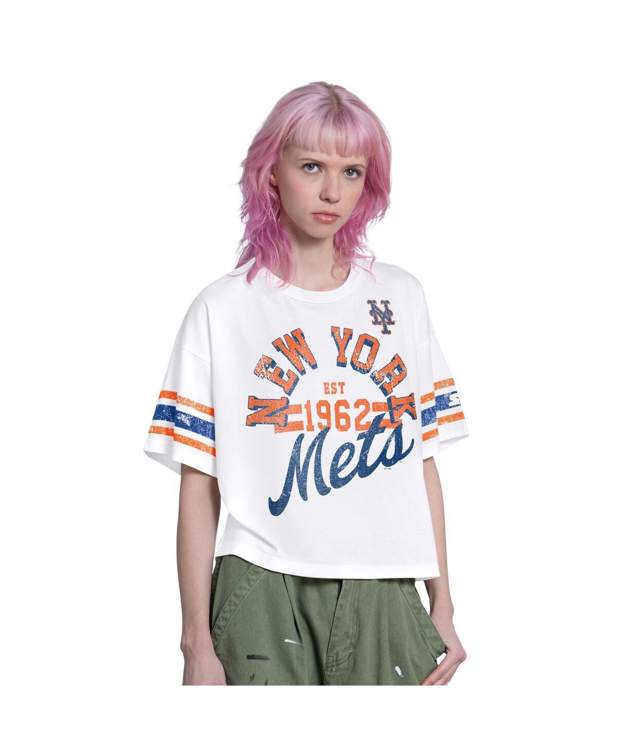 Click here for Starter Womens White New York Mets Cropped Hurry U... prices