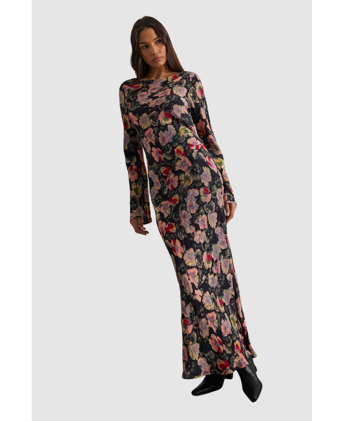 Click here for Warehouse Womens Floral Bias Cut Scoop Back Midaxi... prices