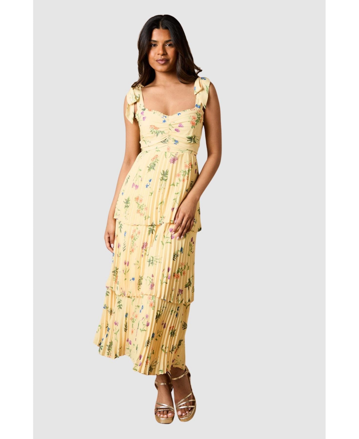 Click here for Oasis Womens Tie Shoulder Midi Dress - Lemon prices