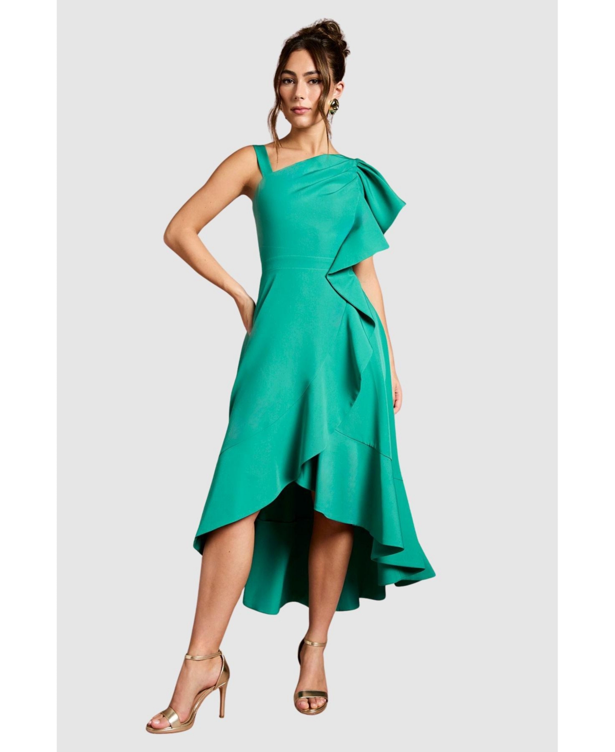 Click here for Coast Womens One Shoulder Crepe Ruffle Midi Dress... prices