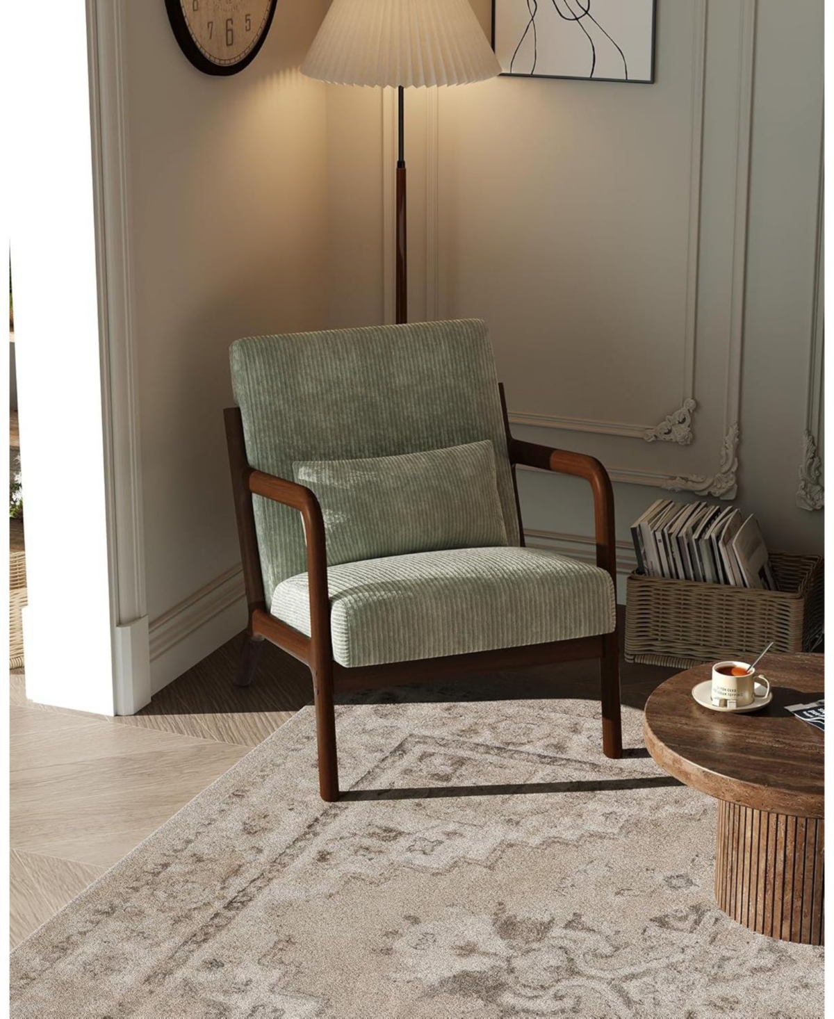 Click here for gaomon Mid-Century Modern Accent Chair Wide-Wale C... prices