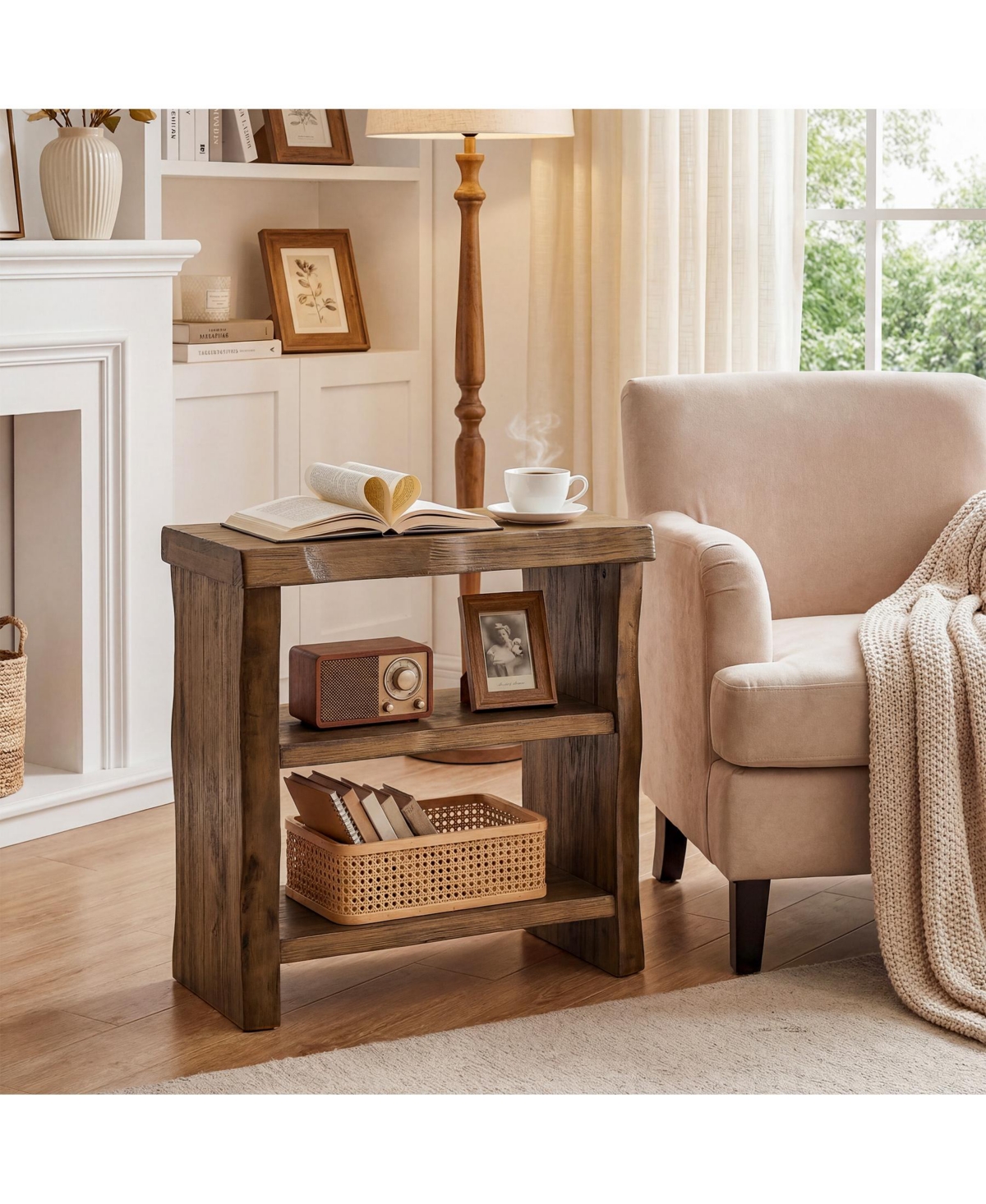 Click here for Tribesigns 3-Tier Solid Wood End Table  Narrow Sid... prices