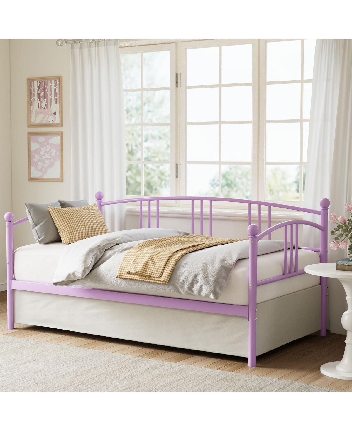 Click here for homfan Metal Daybed with Trundle  Pull-Out Guest B... prices