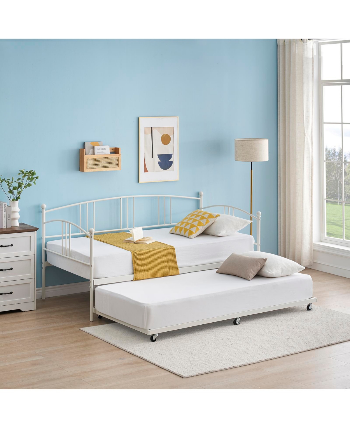 Click here for homfan Metal Daybed with Trundle  Pull-Out Guest B... prices