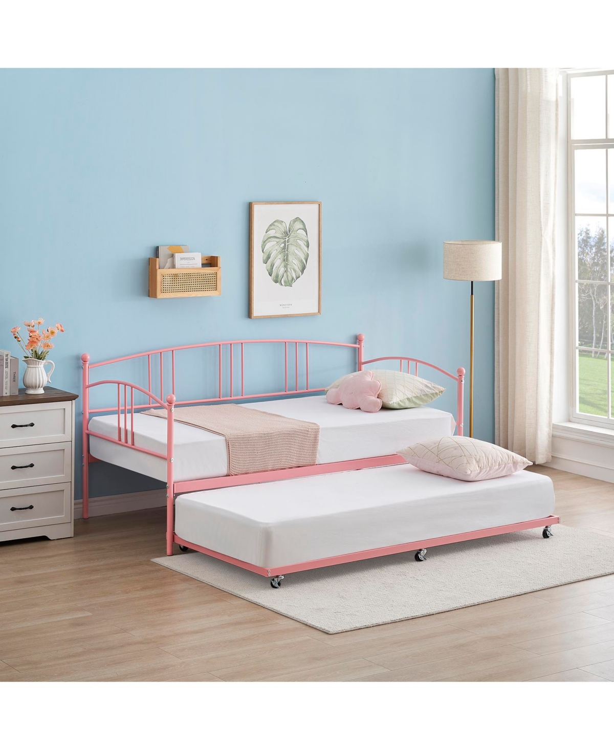 Click here for homfan Metal Daybed with Trundle  Pull-Out Guest B... prices