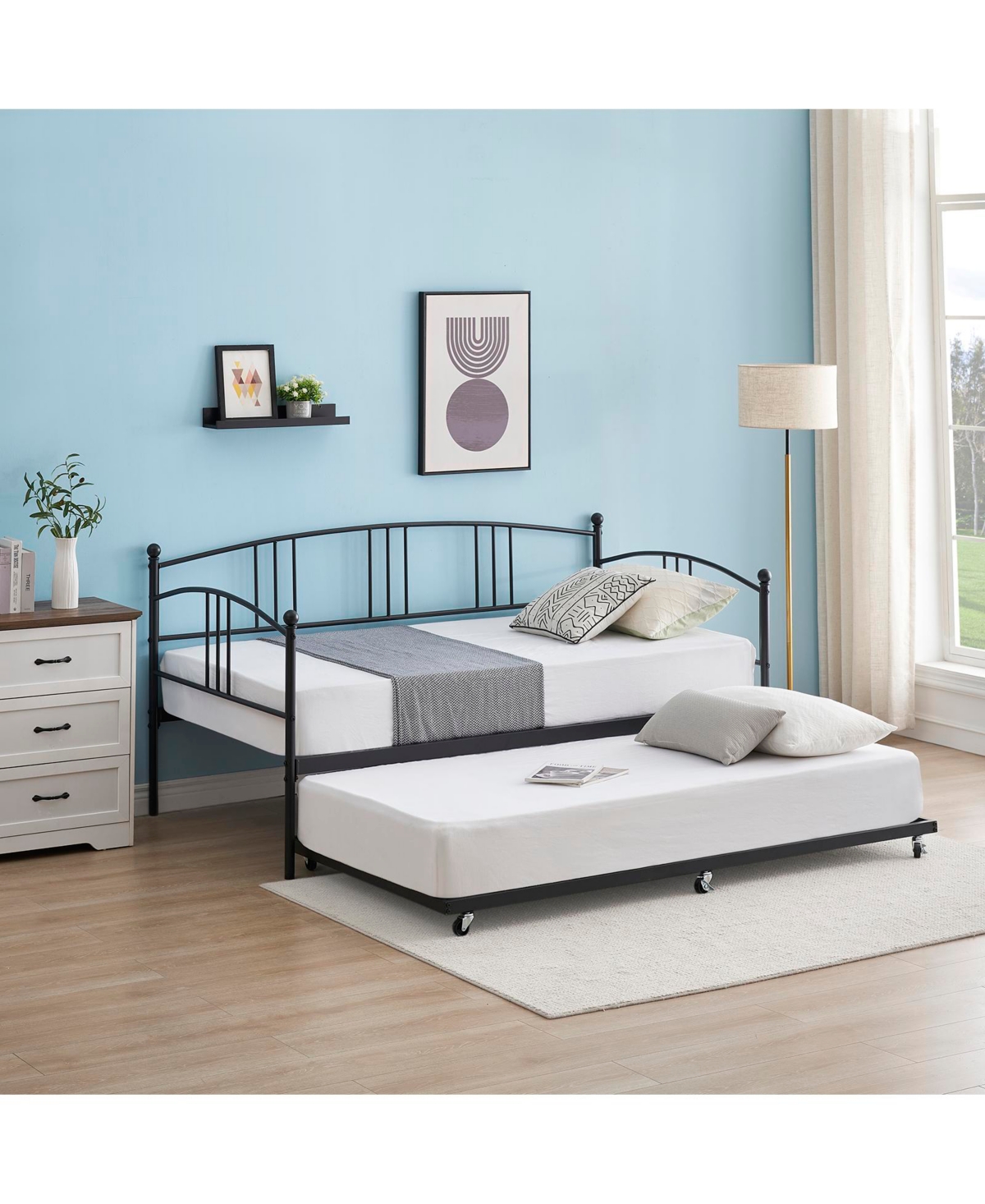 Click here for homfan Metal Daybed with Trundle  Pull-Out Guest B... prices