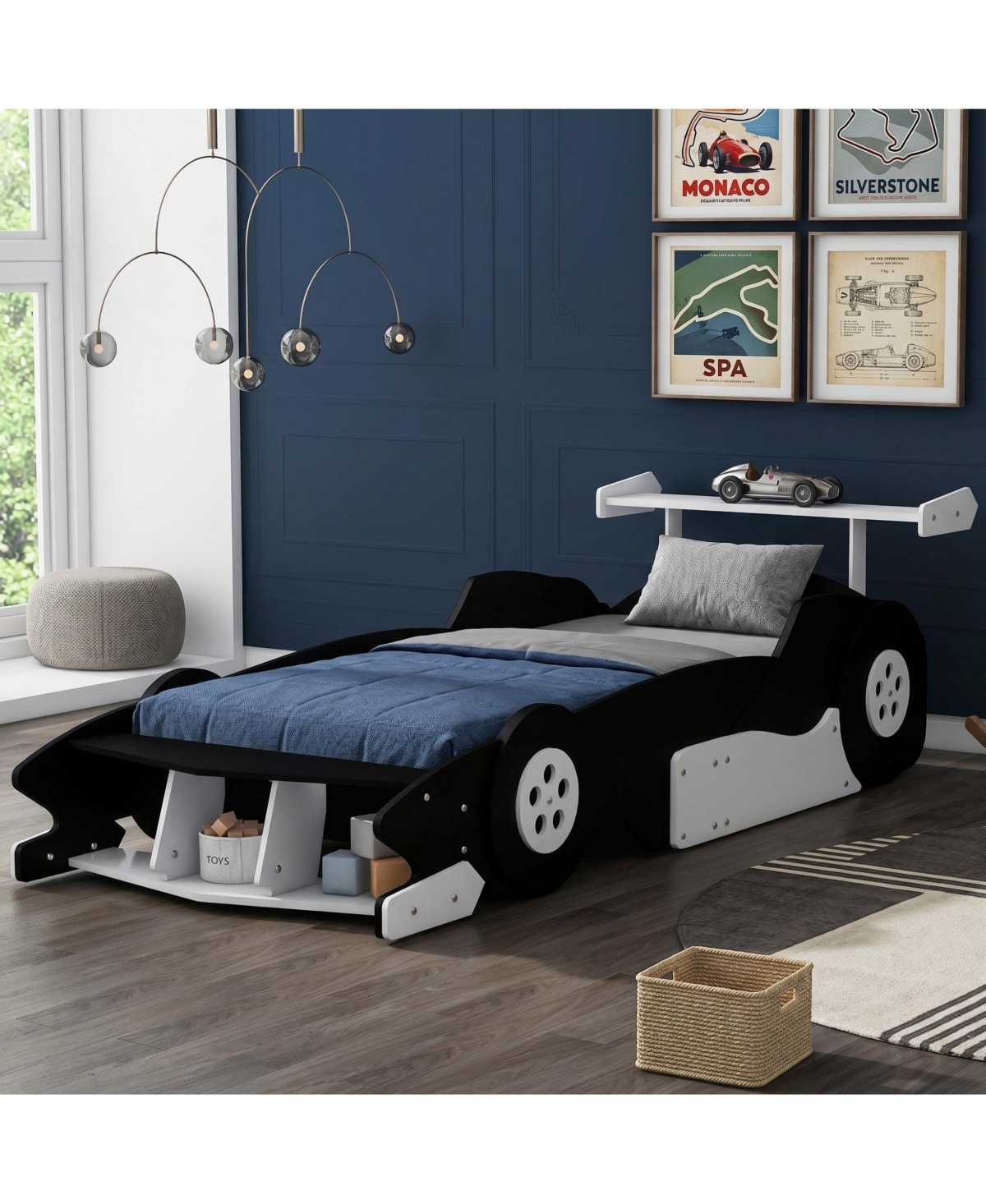 Click here for Sailvan Race Car-Shaped Platform Bed with Wheels -... prices