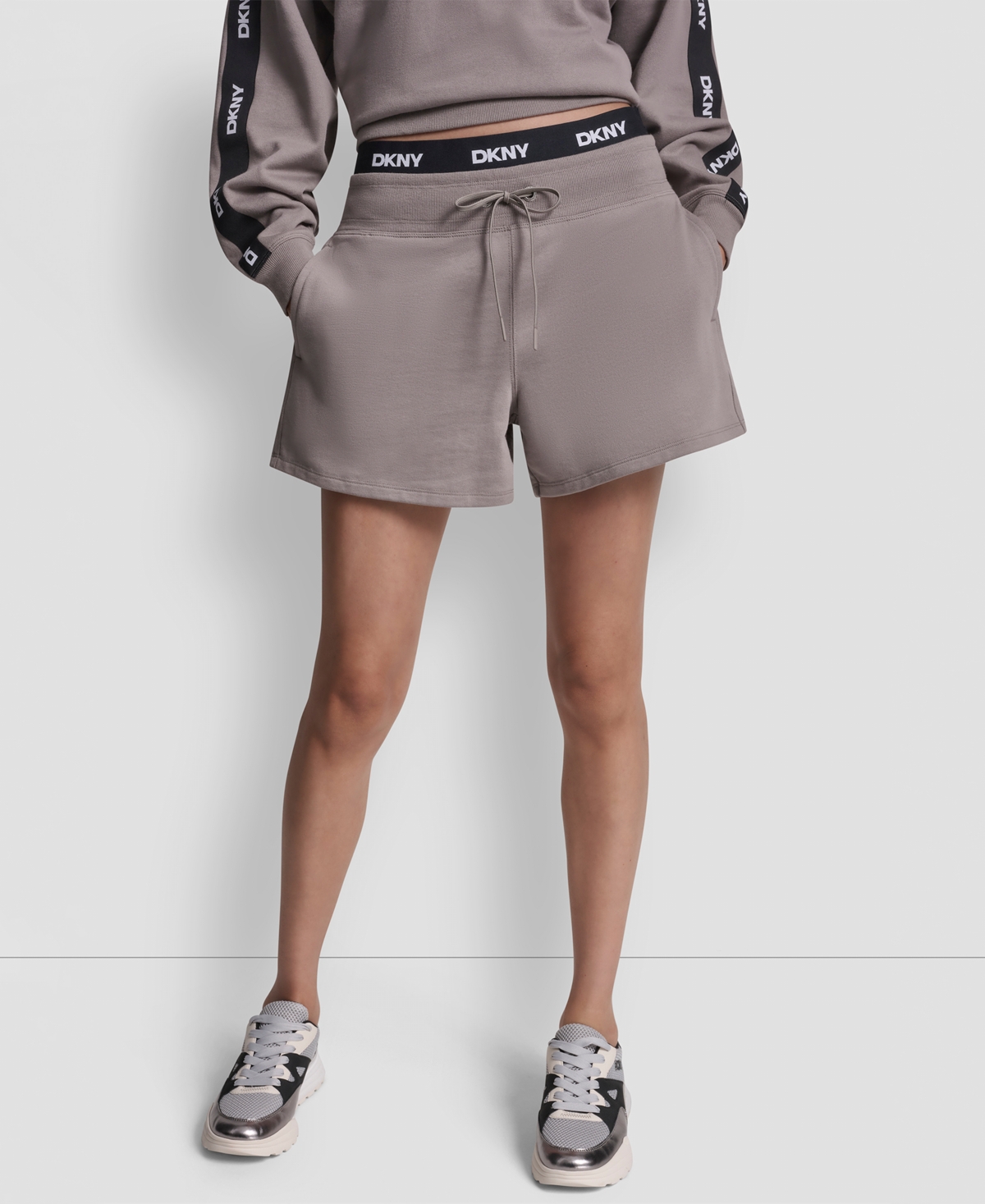 Click here for Dkny Sport Womens High-Rise Logo Elastic Waist Sho... prices