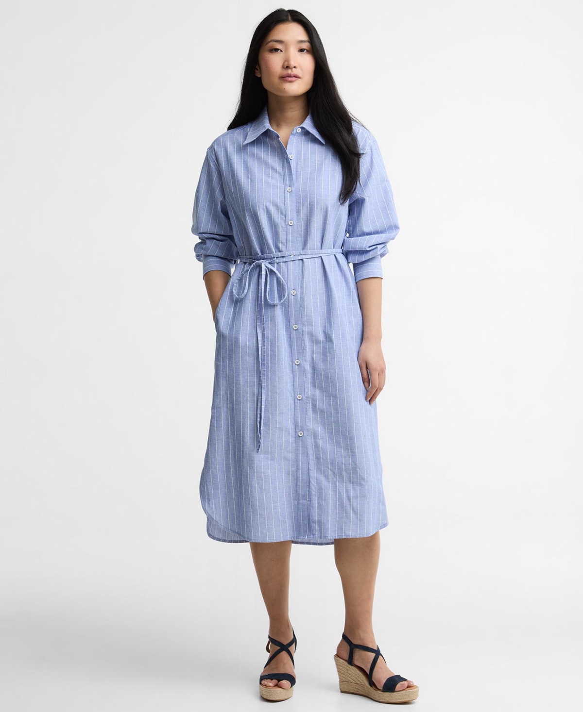 Click here for barbour avon midi dress - Chambray/white Stripe prices