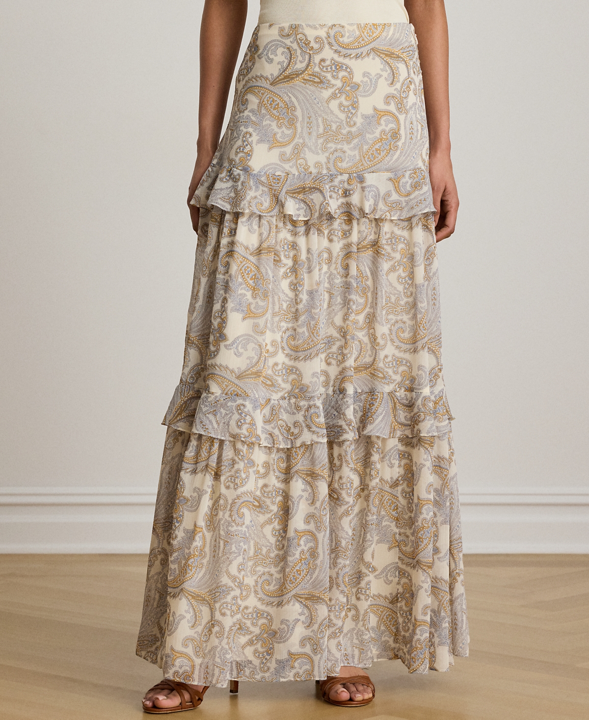 Click here for Lauren Ralph Lauren Petite Tiered A-Line Maxi Skir... prices