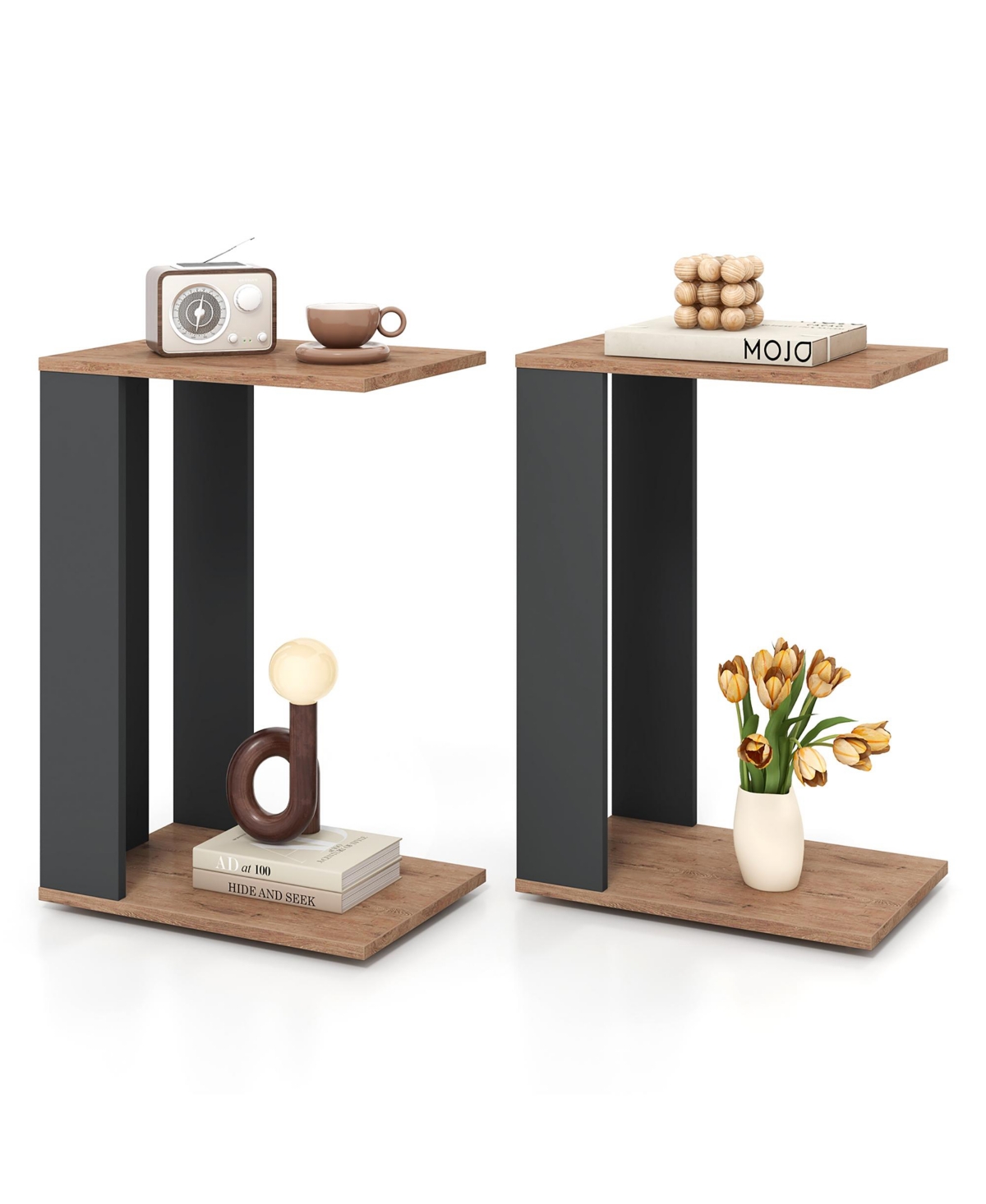 Click here for Gymax 2 pieces 2-Tier C Shaped Side Table with Uni... prices