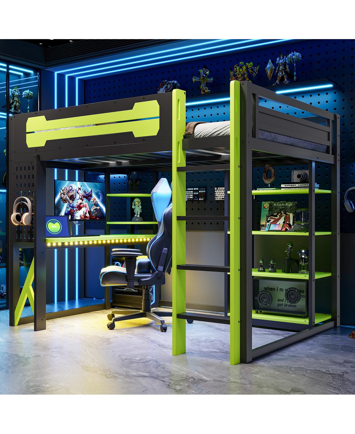 Click here for Streamdale Furniture Wood Loft Bed w/Desk  Shelves... prices
