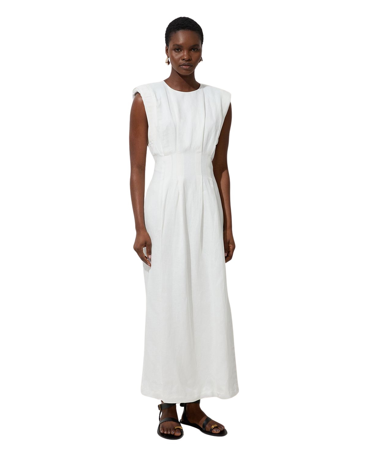 Click here for Karen Millen Womens Linen Blend Pintuck Midi Dress... prices
