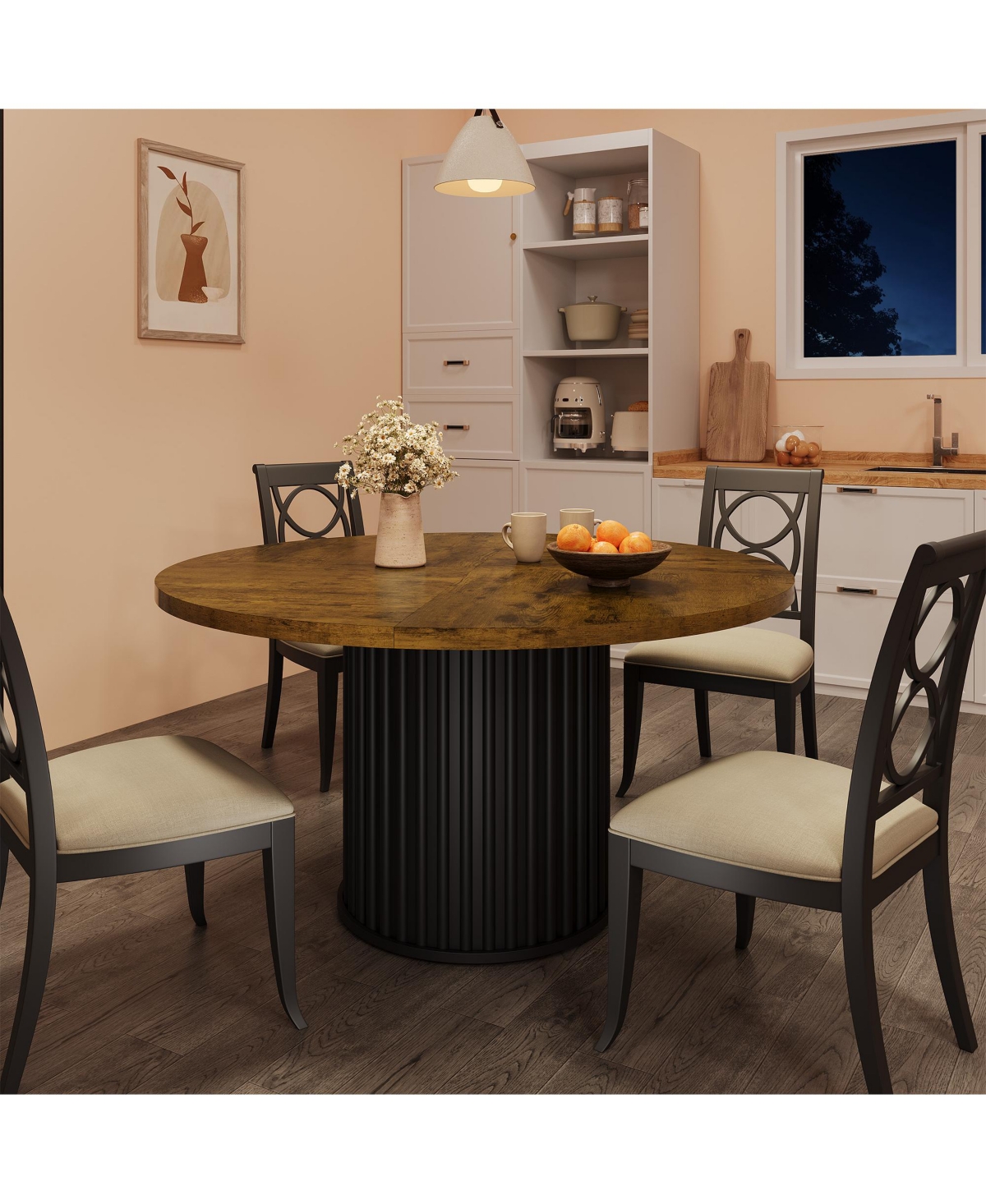 Click here for homfan Round Dining Table for 4 to 6 with Wave Met... prices