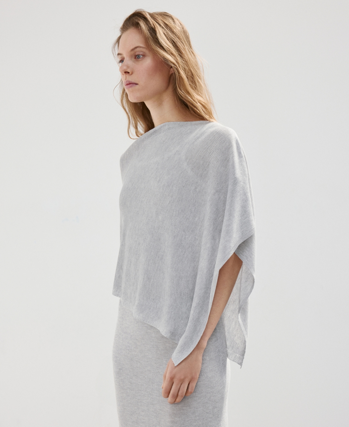 Click here for Mango Womens Asymmetrical Knitted Cape - Light Hea... prices