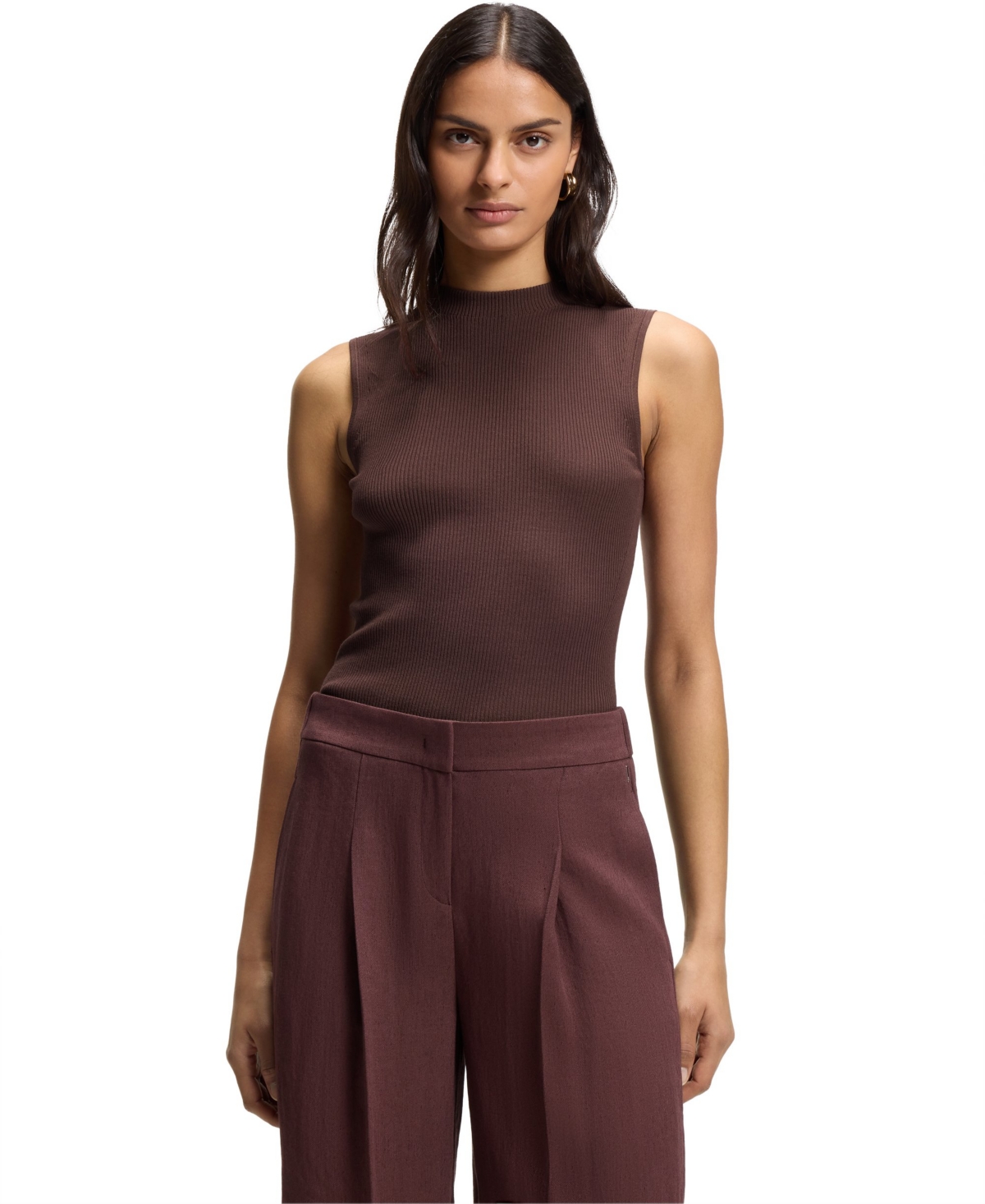 Click here for Boss by Hugo Boss Womens Sleeveless Mock-Neck Top... prices