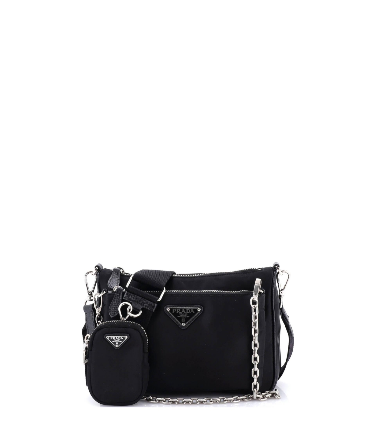Click here for Pre-Owned Prada Small Double Pouch Convertible Cro... prices
