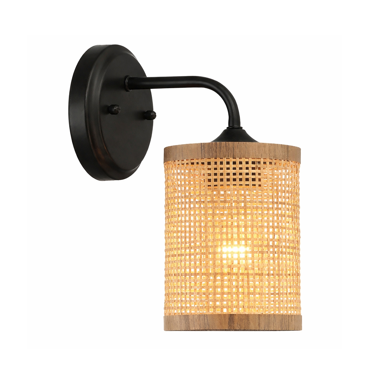 Click here for Single Light Wall Sconce Rattan Shade Rustic Wicke... prices