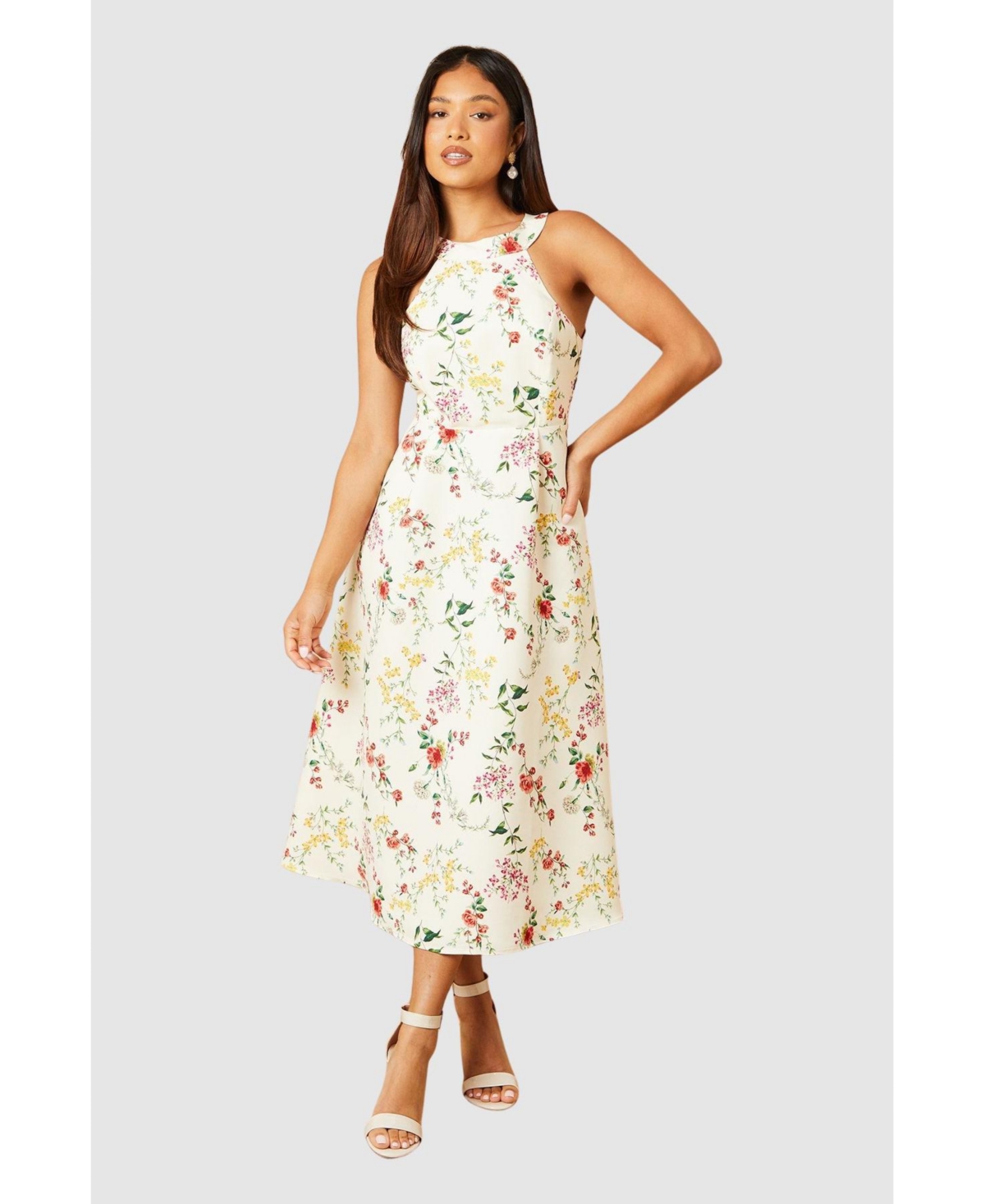 Click here for Oasis Womens Ottoman Twill Halter Midi Dress - Ivo... prices