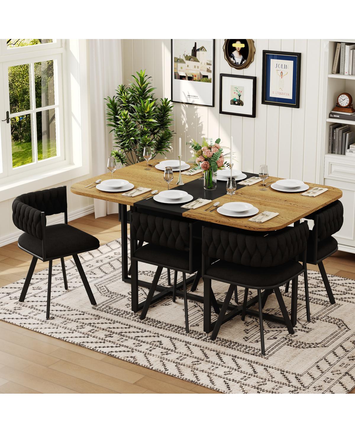 Click here for Streamdale Furniture 6-Seat Dining Set: Velvet Cha... prices