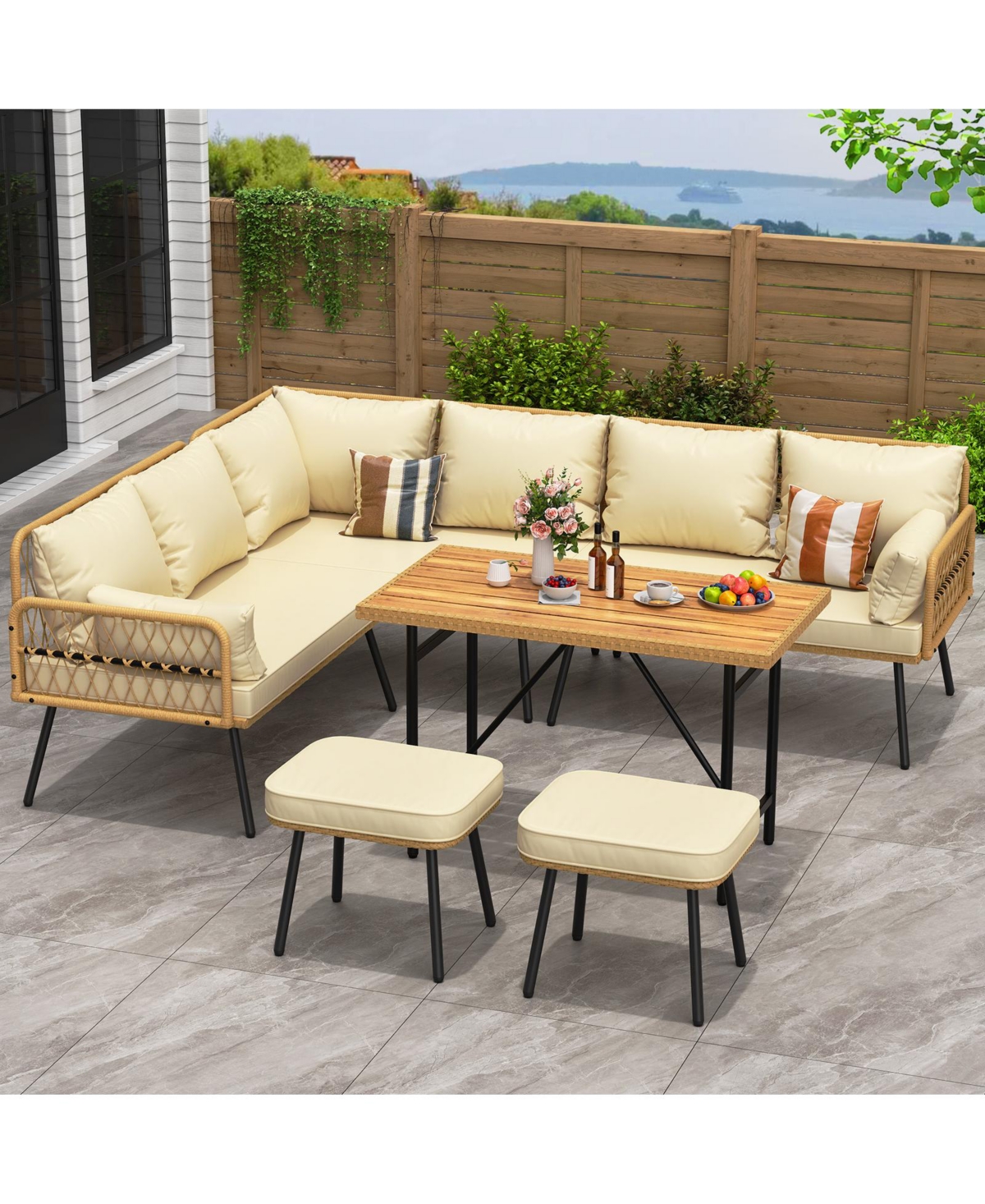 Click here for GarveeLife 6-Piece Patio Sectional Sofa Set - L-Sh... prices