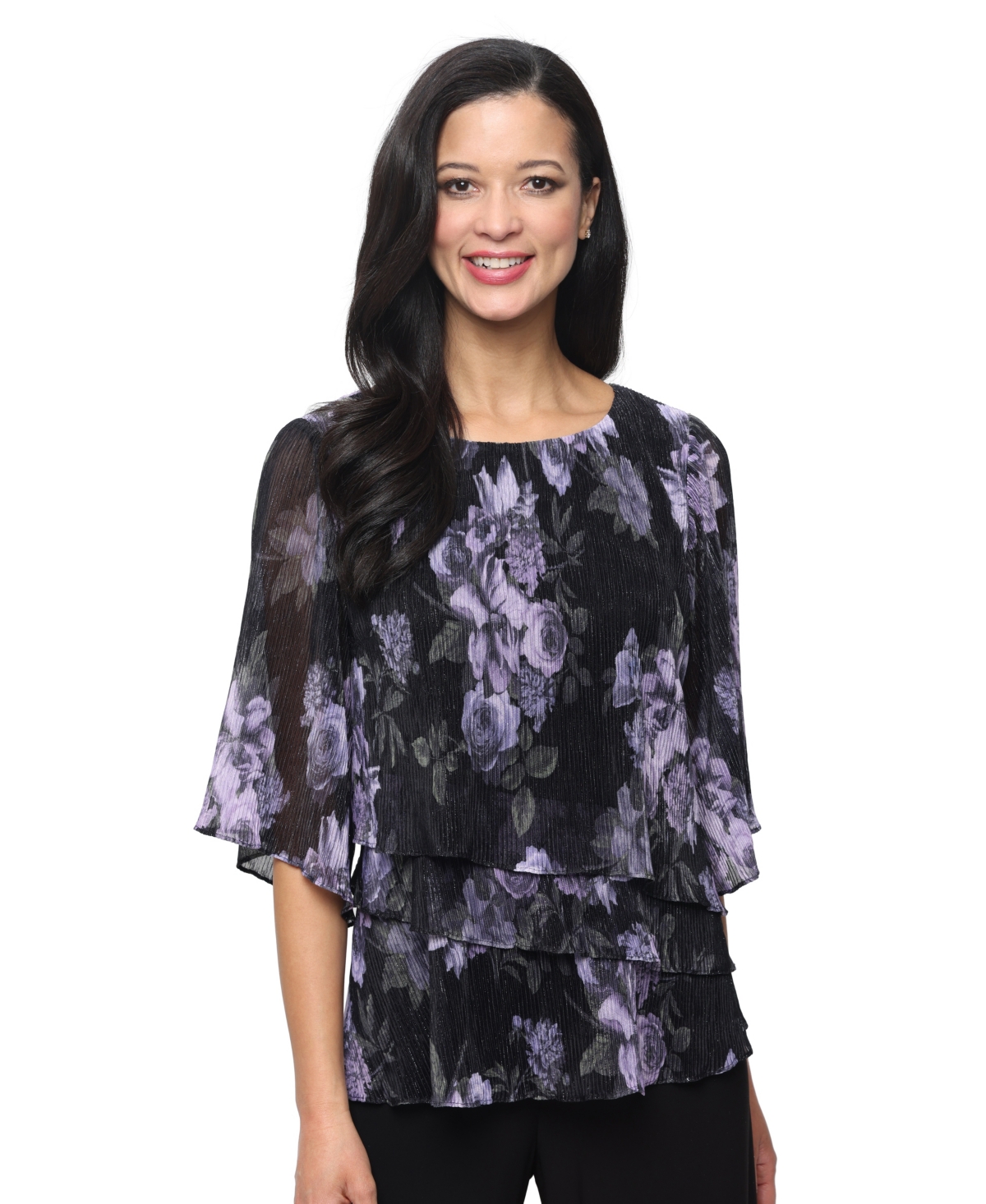 Click here for Alex Evenings Womens Printed Top - Purple prices
