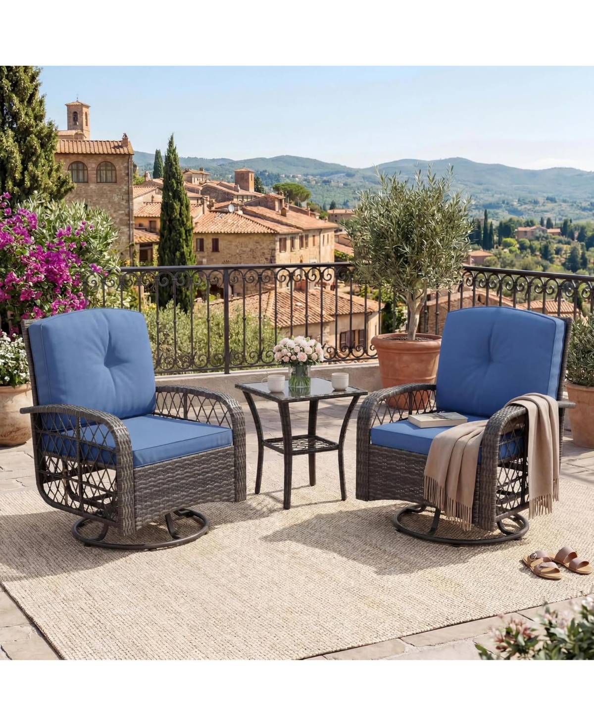 Click here for GarveeLife 3-Piece Outdoor Swivel Rocking Chair Se... prices