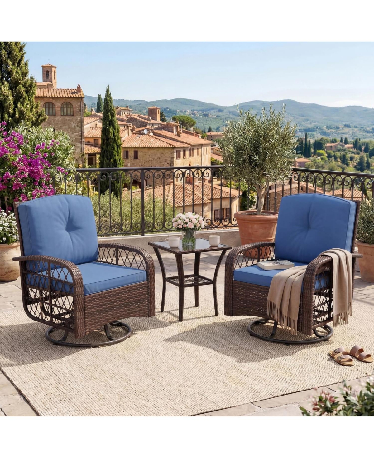 Click here for GarveeLife 3-Piece Outdoor Swivel Rocking Chair Se... prices