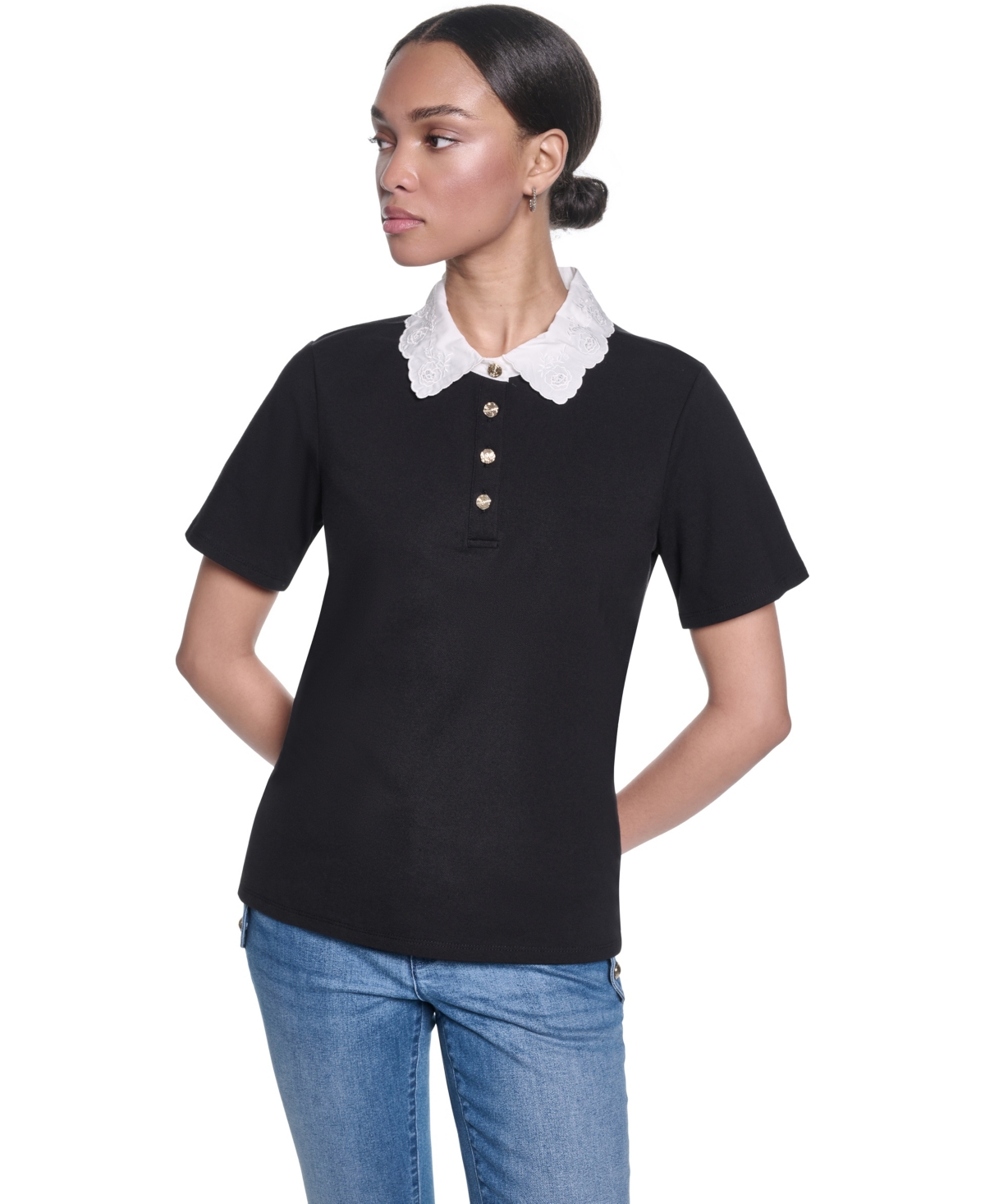 Click here for Karl Lagerfeld Paris Womens Collared Short-Sleeve... prices