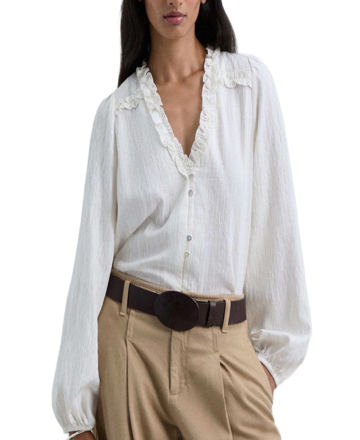 Click here for Scalpers Womens Lurex Stripes Shirt - White prices