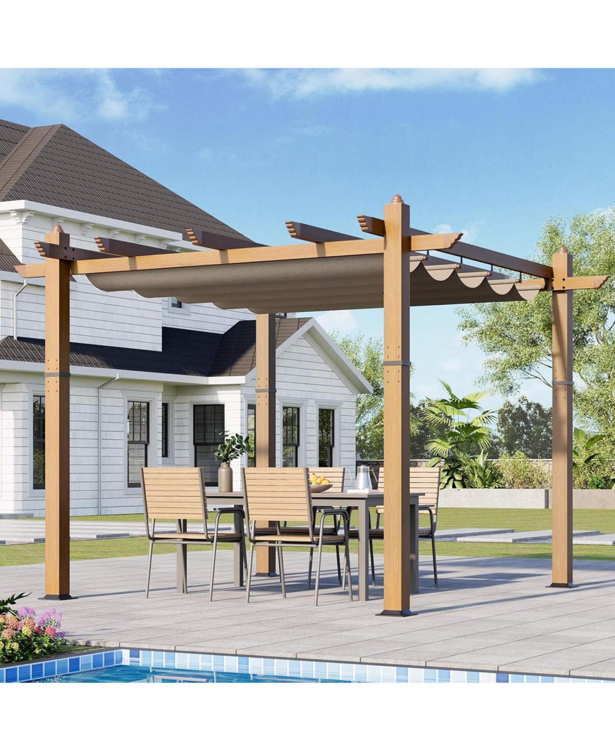 Click here for gaomon 10x10 Ft Outdoor Patio Pergola with Sun Sha... prices