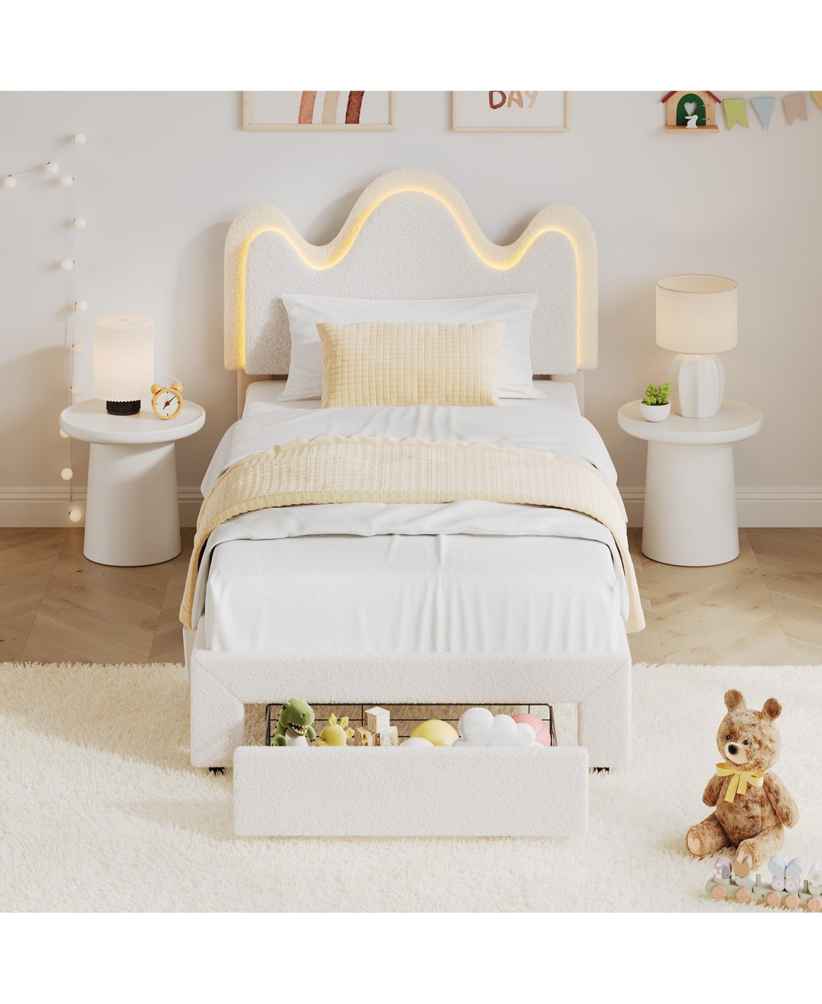 Click here for homfan Upholstered Led Platform Bed Frame with Flo... prices