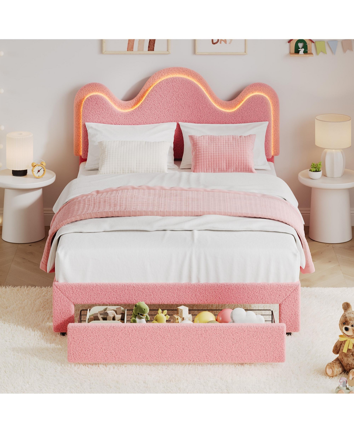 Click here for homfan Upholstered Led Platform Bed Frame with Flo... prices