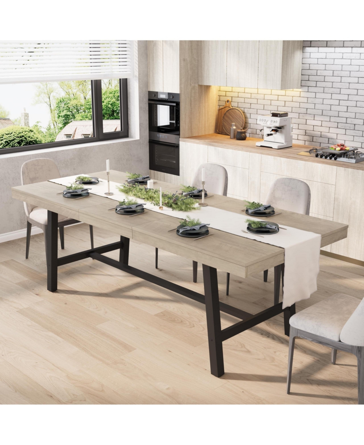 Click here for homfan Extendable Dining Table for 6-8  Industrial... prices