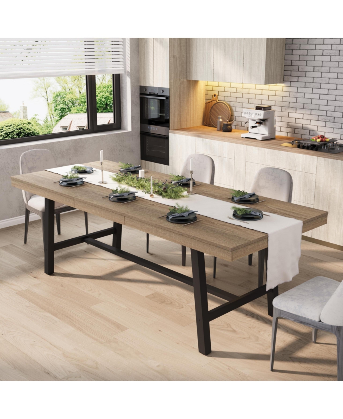 Click here for homfan Extendable Dining Table for 6-8  Industrial... prices