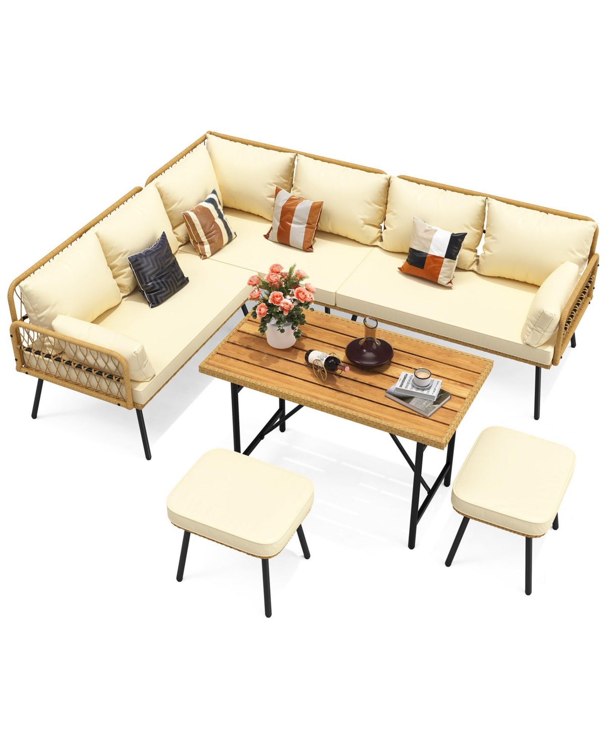 Click here for homfan 6-Piece Patio Furniture Set with Rattan Wic... prices