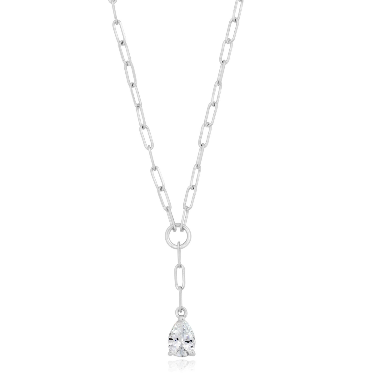 Click here for Simona Timeless Pearshaped Cz Paperclip Necklace -... prices
