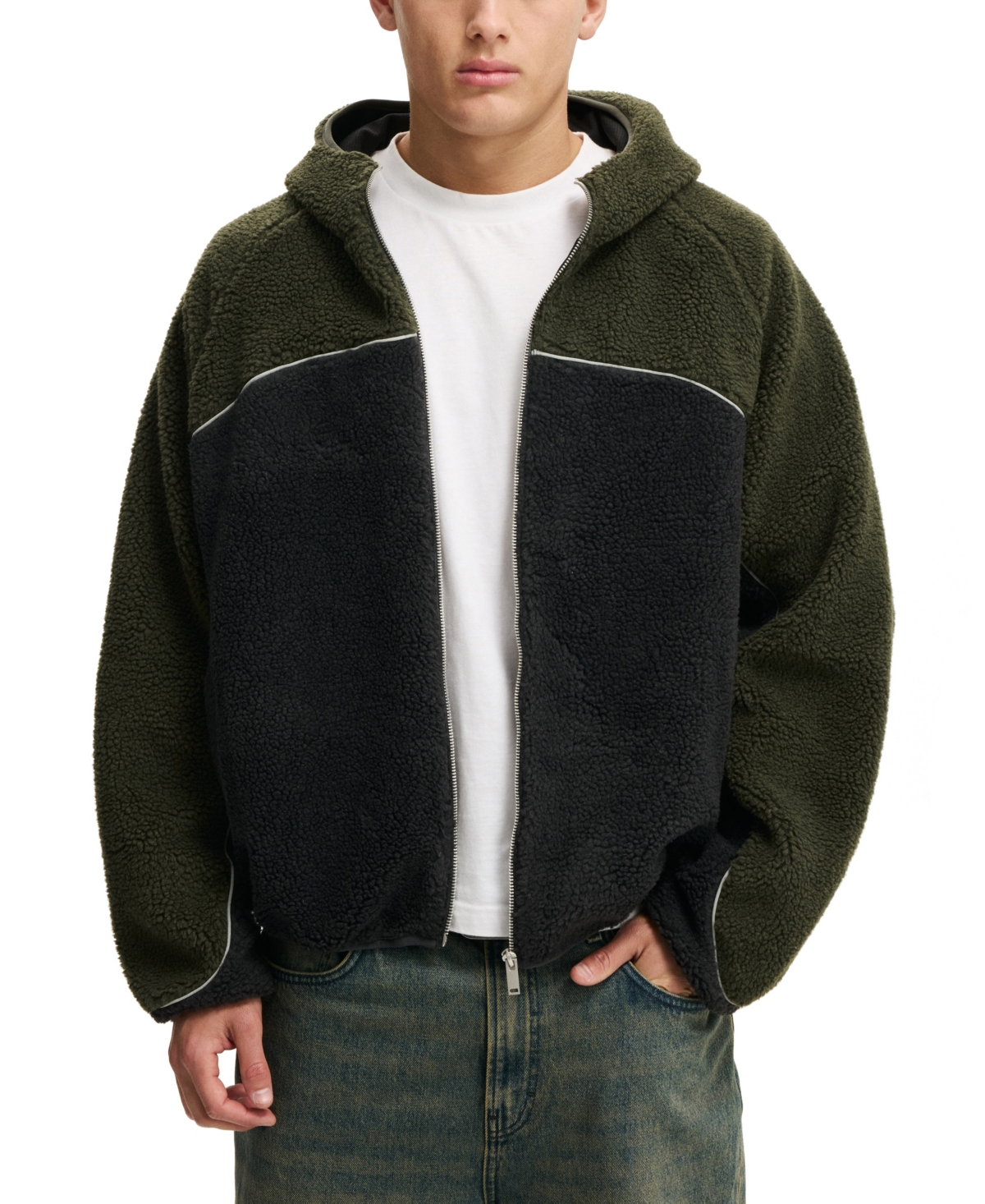 Click here for Cotton On Mens Hooded Teddy Jacket - Green prices