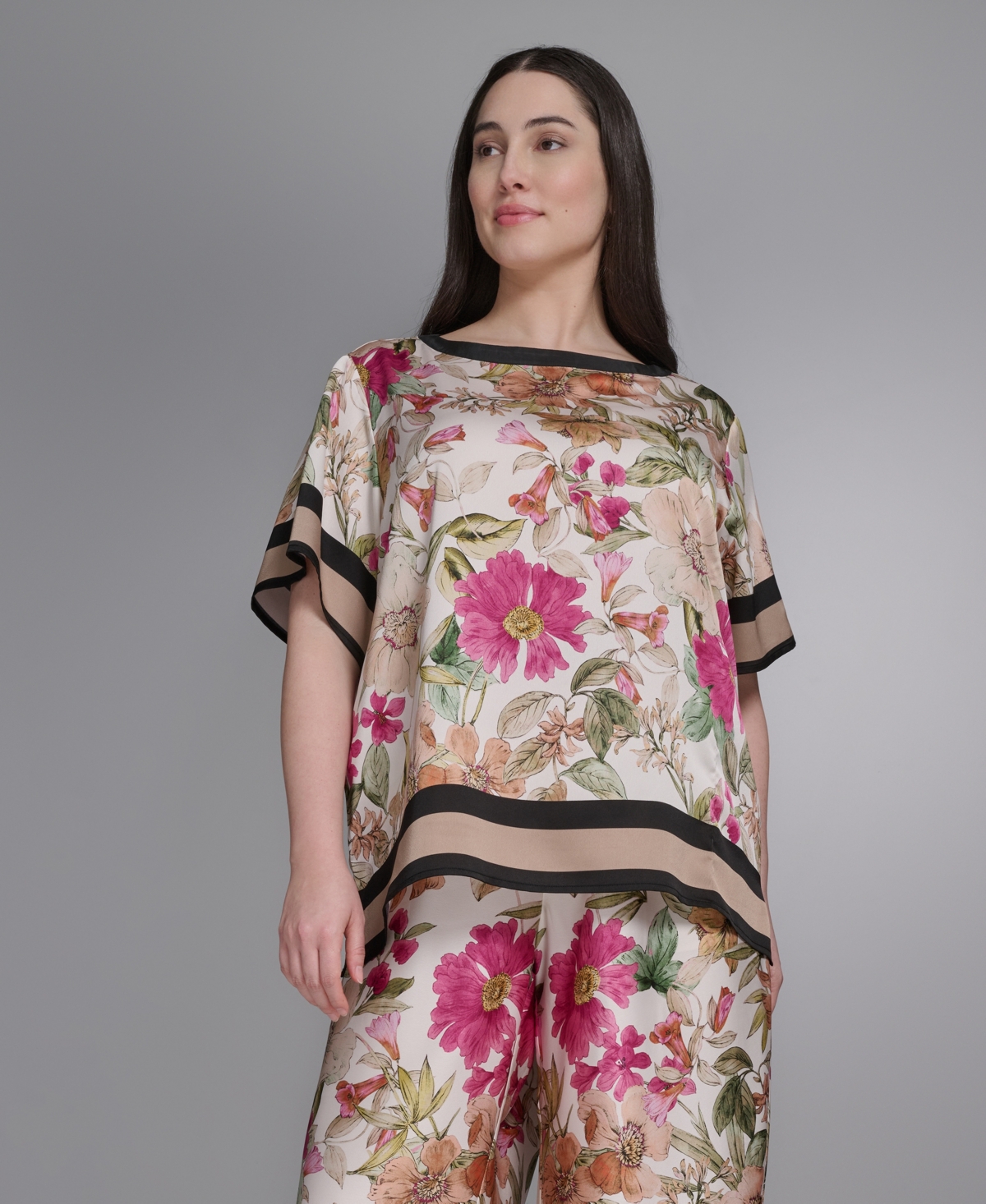 Click here for Karl Lagerfeld Paris Plus Size Printed Boat Neck T... prices