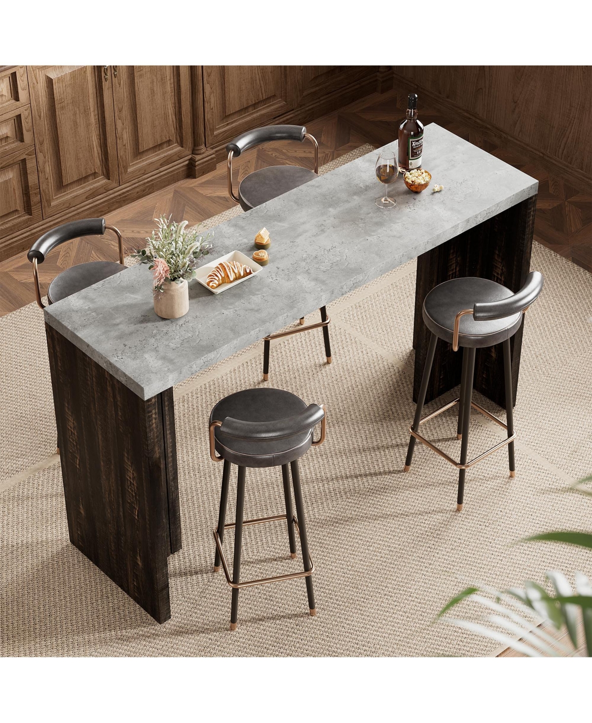 Click here for homfan Counter Height Bar Table for 4-6  55 In Rec... prices
